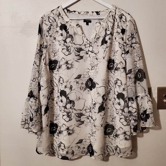 Talbots | Tops | Talbots Sheer Overlay Top With Bellshaped Sleeves ...